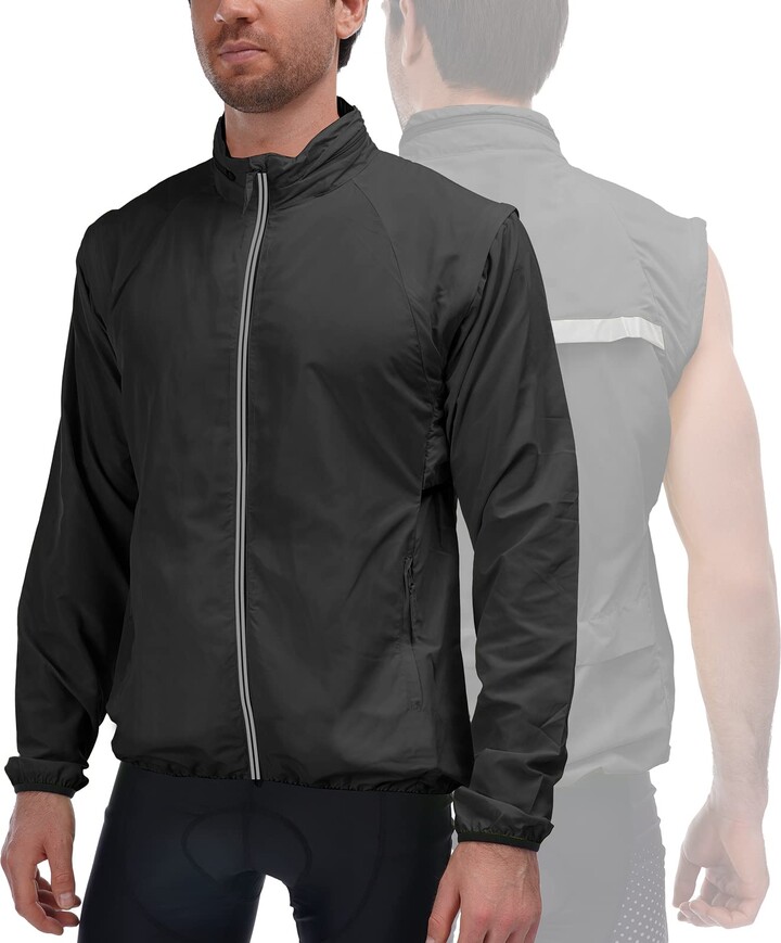 qualidyne Men's Cycling Running Jacket Hooded Bike Windbreaker Vest ...