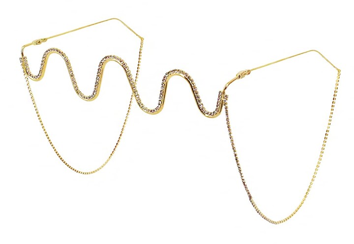 Naimo No Lens Diamond Decor Half Glasses Frame Retro Crystal Metal V ...