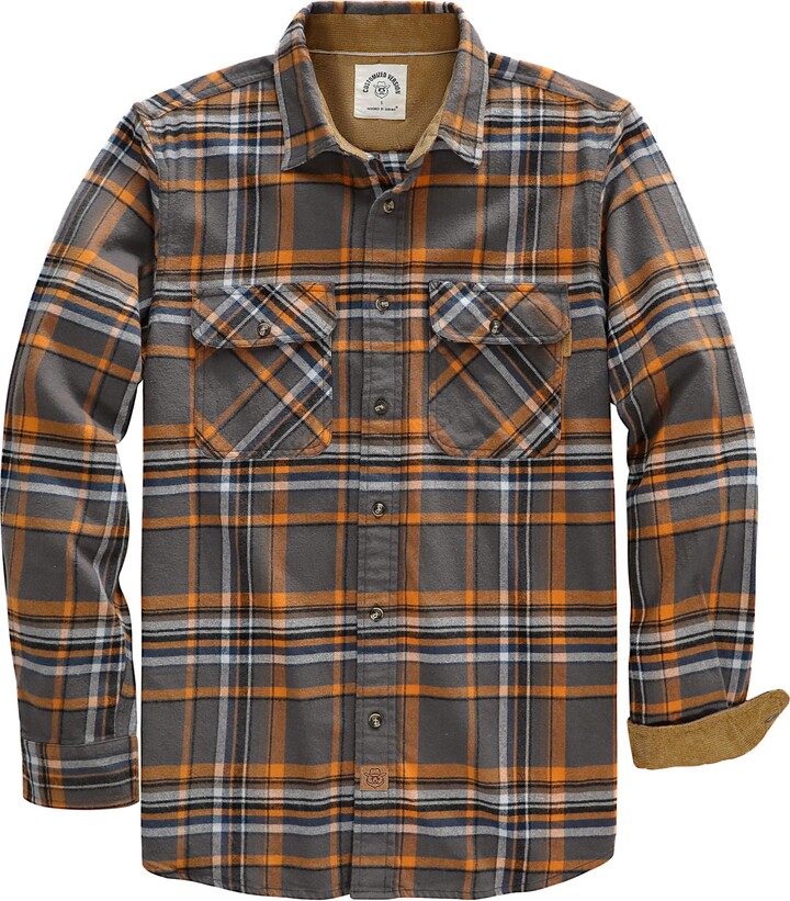 Dubinik® Mens Flannel Shirt Long Sleeve Button Down Plaid All Cotton ...