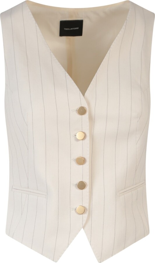 Tagliatore Pinstripe cotton and linen vest - ShopStyle