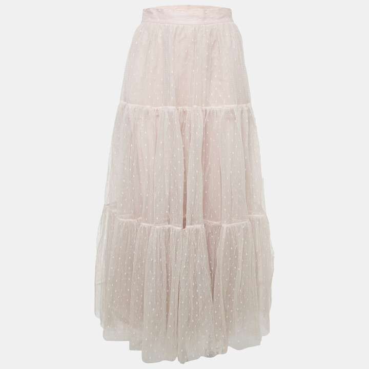 RED Valentino Pink Tulle Tiered Maxi Skirt S