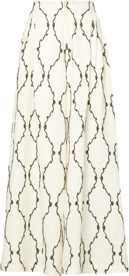 Agua by Agua Bendita Marea Calado embroidered-design palazzo trousers ...