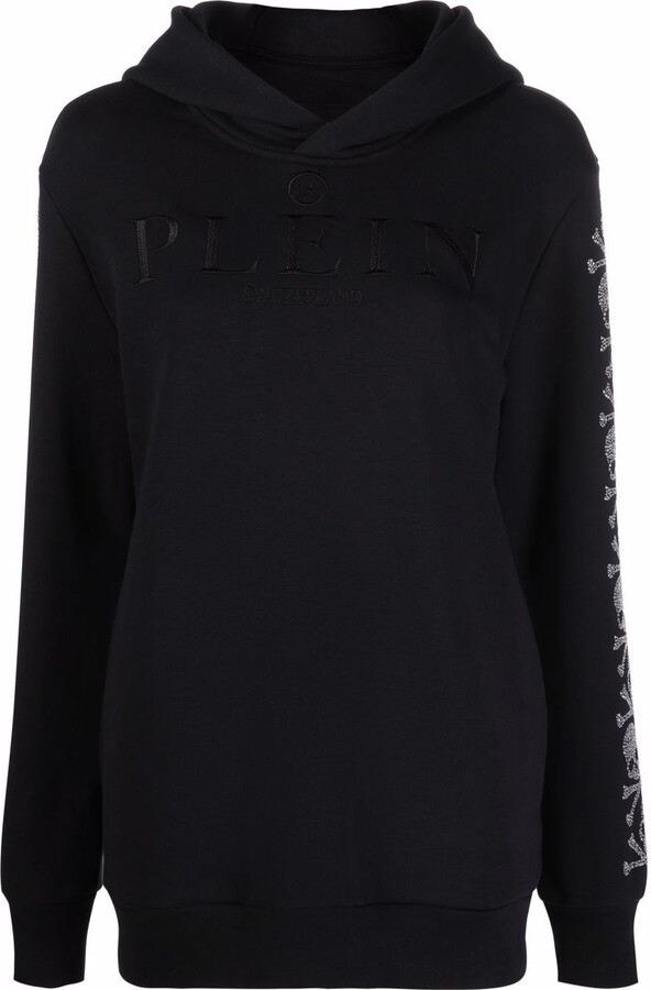 Philipp Plein Rhinestone-Skull Logo Oversized Hoodie - ShopStyle
