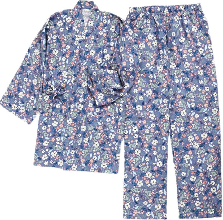 Fancy Pumpkin Womens Japanese Style Robes Kimono Pajamas Suit Dressing Gown Set [Size L ...