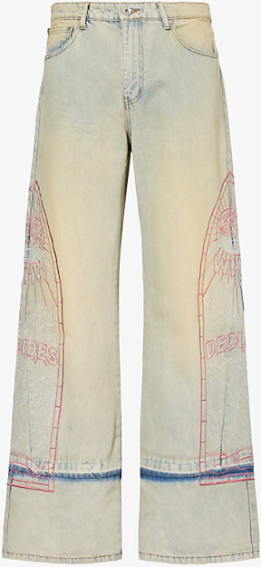 Who Decides War BY EV Bravado Mens Denim Motif-embroidered Brand-patch ...