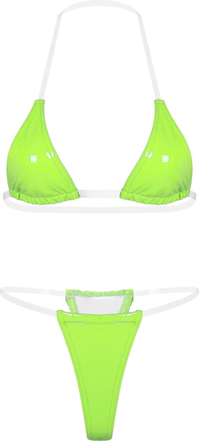 CHICTRY Womens Sexy Transparent Strap Micro Bikini Set Bra Top Thong Bottom Bathing Suit ...