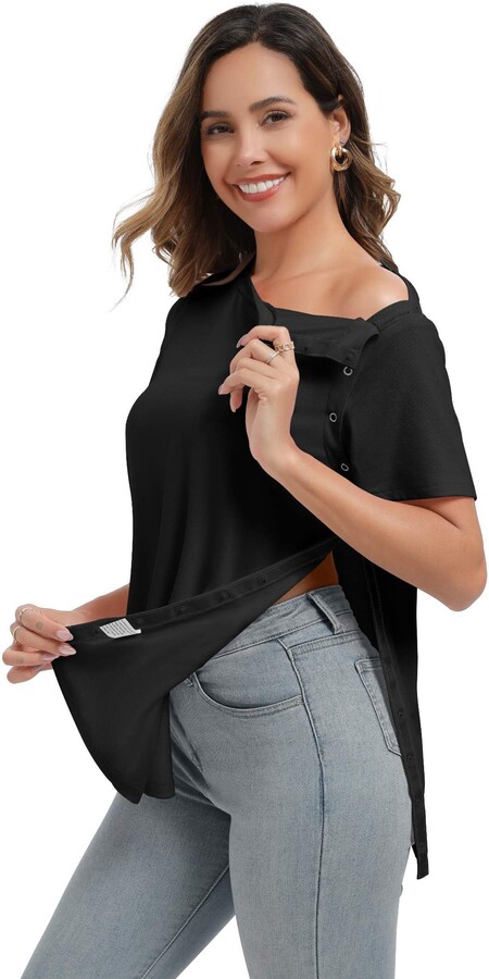 Deyeek Shoulder Surgery Shirts for Women Full Tear Away 2 Side Snaps ...