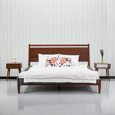 NTC Adept Wooden Bed Frame with Headboard and Silent Slats, 1000 Lb ...
