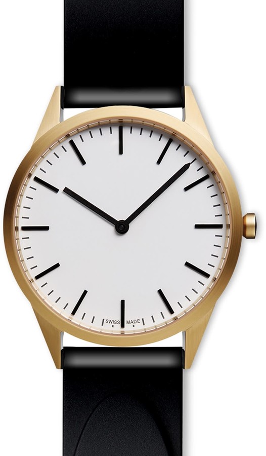 Men's C35 Two-Hand Watch In PVD Gold With Nitrile Black Rubber Strap ...