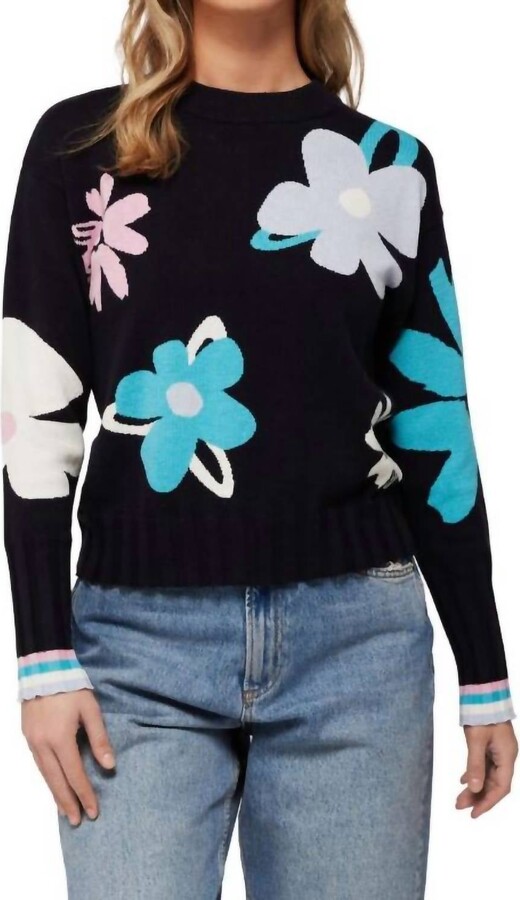 Brodie Cashmere Wispr Abstract Floral Crew In Ship Ahoy - ShopStyle