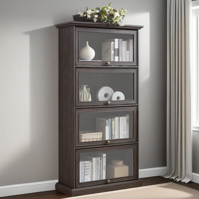 Magiccactus Glass Display Cabinet 4 Tier Glass Display Cabinet Storage ...