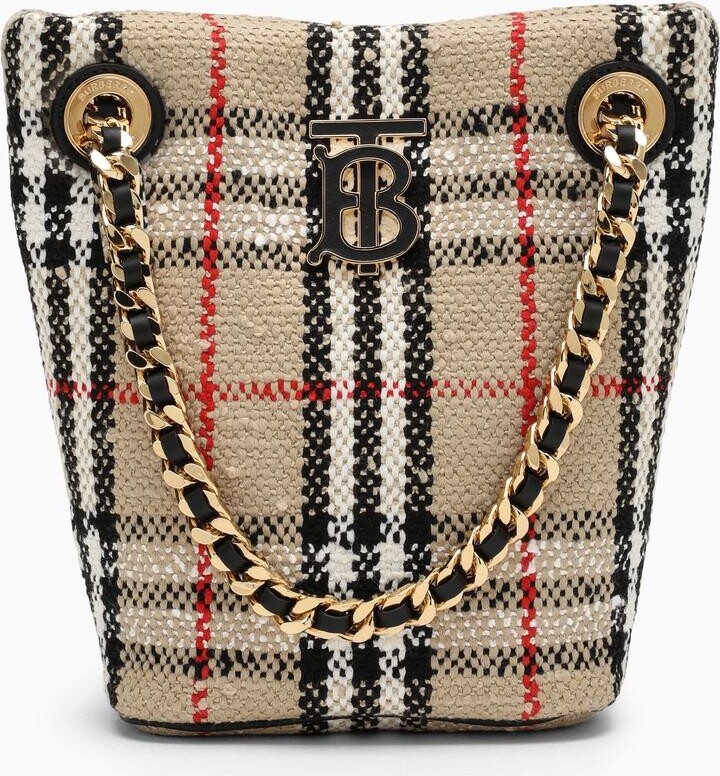 Burberry Mini Lola bucket bag with check motif - ShopStyle