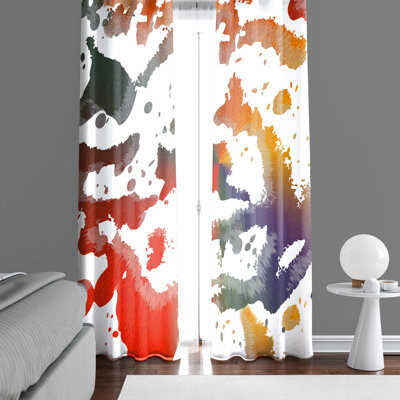 Deja Blue Studios Splatter Print Abstract Semi-Sheer Rod Pocket Curtain ...