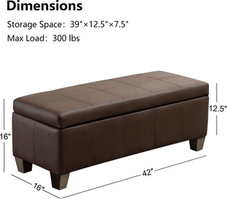 Global Pronex Faux Leather Ottoman with Storage, Rectangular Extra Long ...