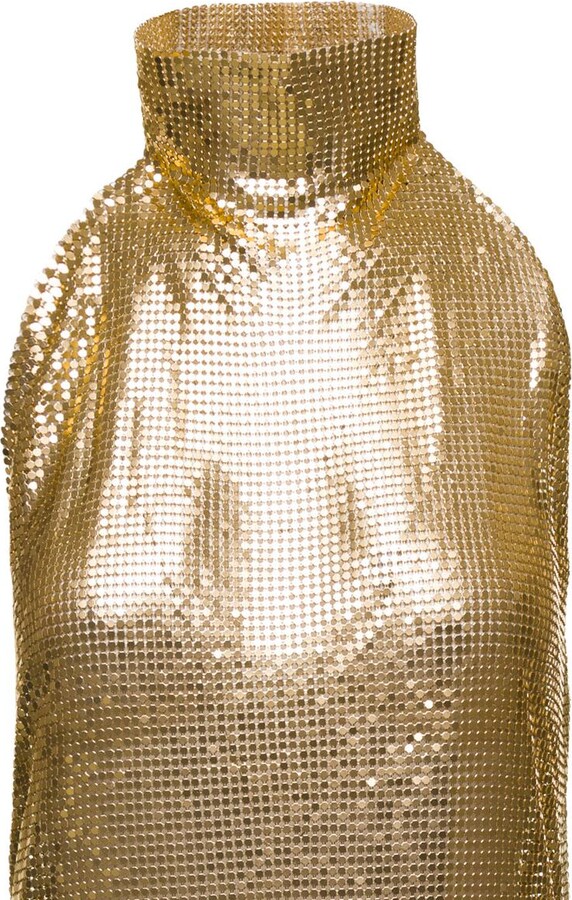 TWENTYFOURHAITCH Gold Metallic Mini Dress in Techno Fabric Woman ...