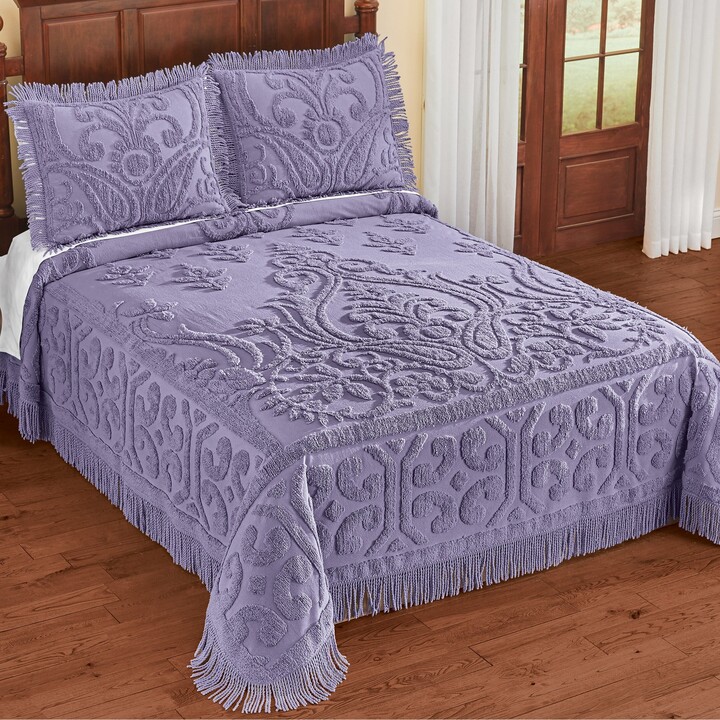 Collections Etc Juliet Medallion Chenille Fringe Border Bedspread ...