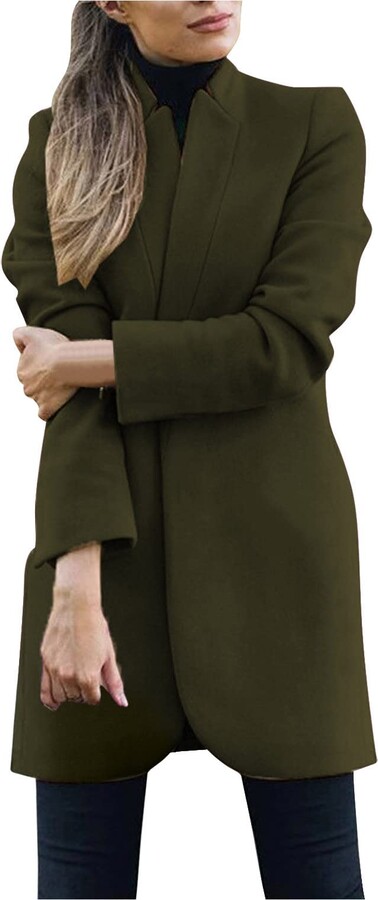 TEPTDirio Coat Short Hairy Open Cardigan Long Suit Women Long Solid Sleeve Front Jacket Women's ...