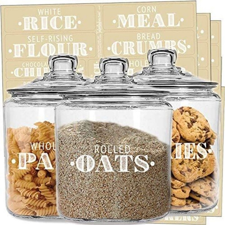 Talented Kitchen 144 Pack Farmhouse Pantry Labels, Food Canister ...