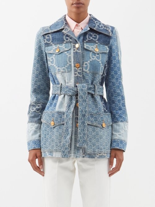 Gucci Patchwork Gg-embroidered Denim Jacket - Denim - ShopStyle