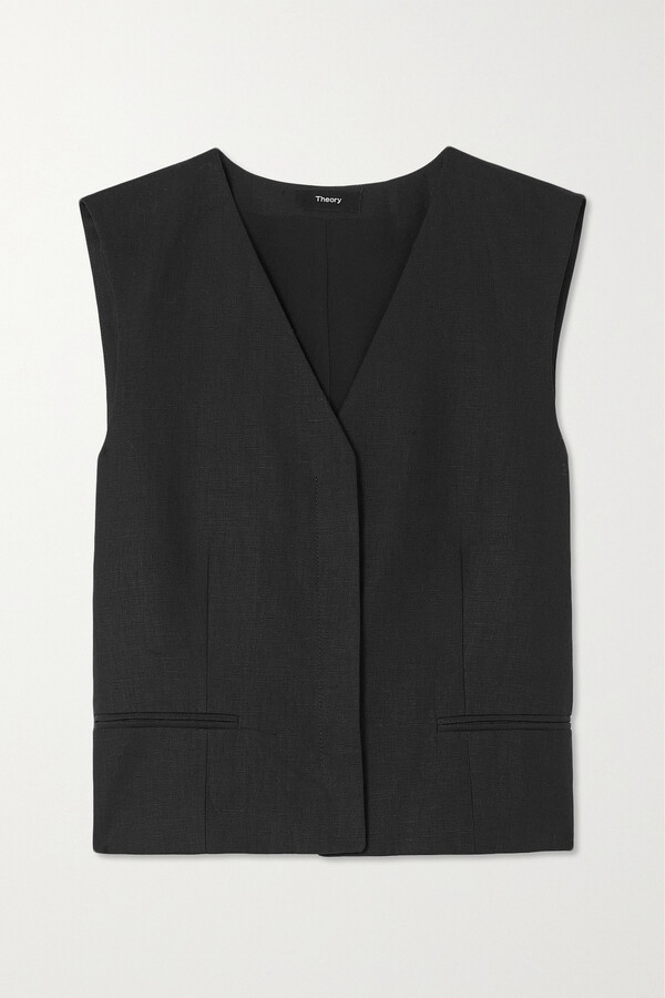 Theory Galena Linen Vest - Black - ShopStyle