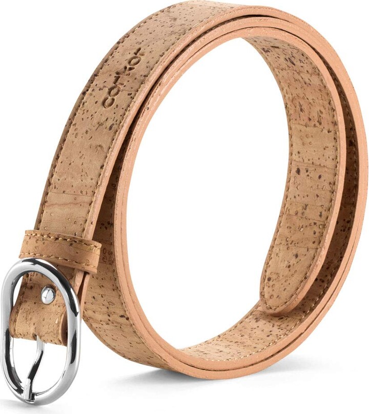 Corkor Women's Cork Belt 25mm Wide Vegan Product Natural Color Medium ...