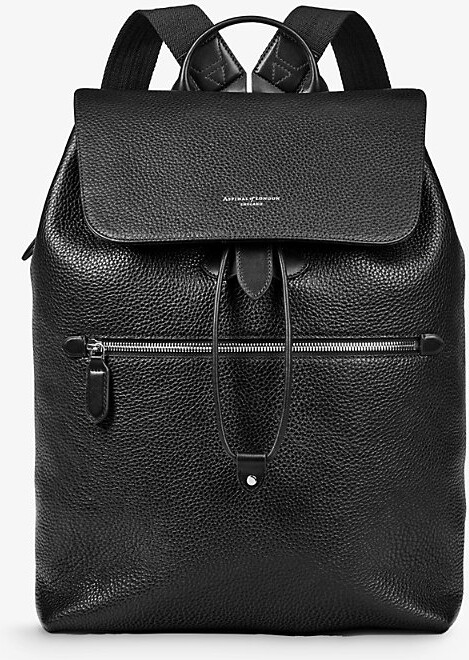 Aspinal of London Mens Reporter Logo-embellished Leather Backpack ...