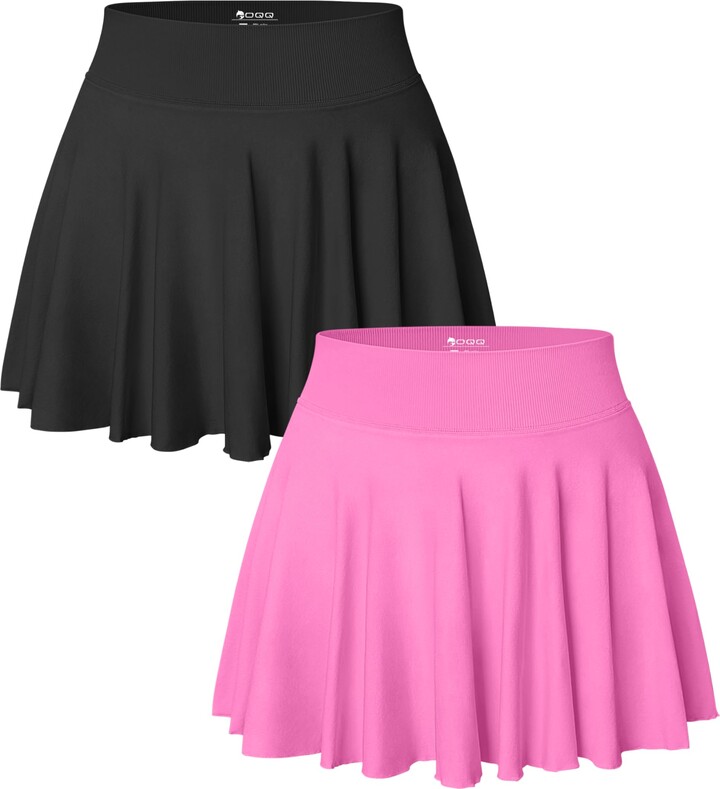OQQ Women 2 Piece Skirts 2 in 1 Flowy Basic Versatile Stretchy Flared ...