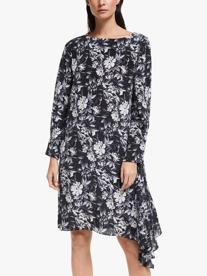 Modern Rarity Archive Floral Print Pleat Detail Dress, Black - ShopStyle