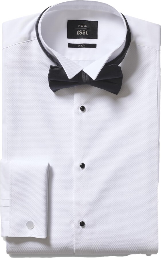 MOSS Slim Fit White Marcella Wing Collar Dress Shirt 17 - ShopStyle