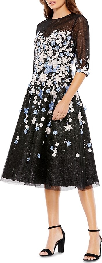 Female Mac Duggal Beaded Appliqued Midi Dress - ShopStyle