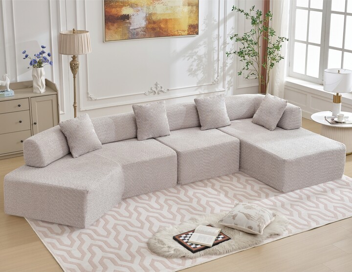 Simplie Fun Modern Minimalist Boucle L-Shape Modular Sofa - ShopStyle