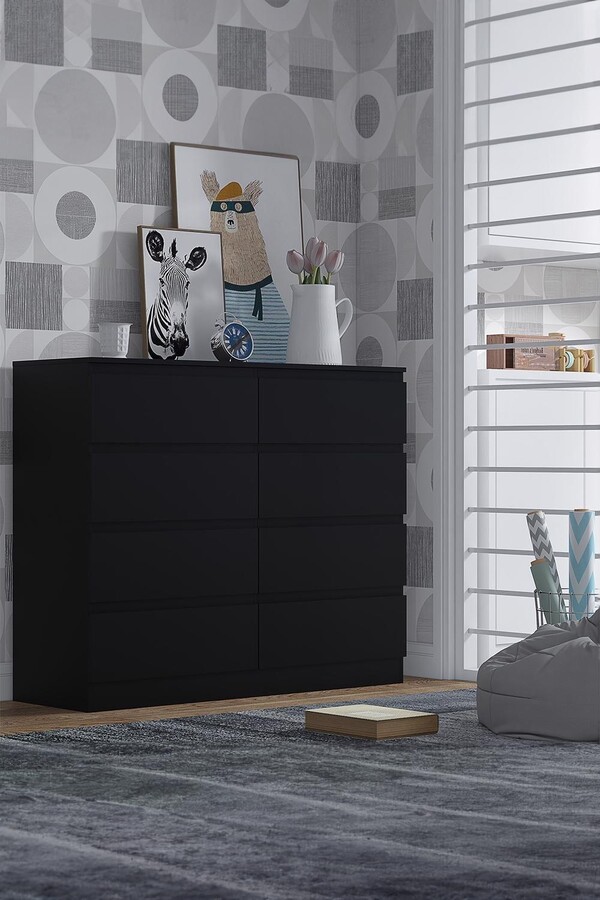 FWStyle Large 8 Deep Drawer Matt Black Chest Of Drawers - ShopStyle