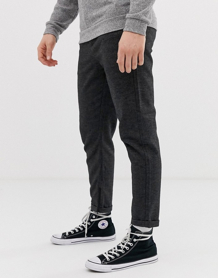 Selected slim tailored pants with zip opening in ankle length ...