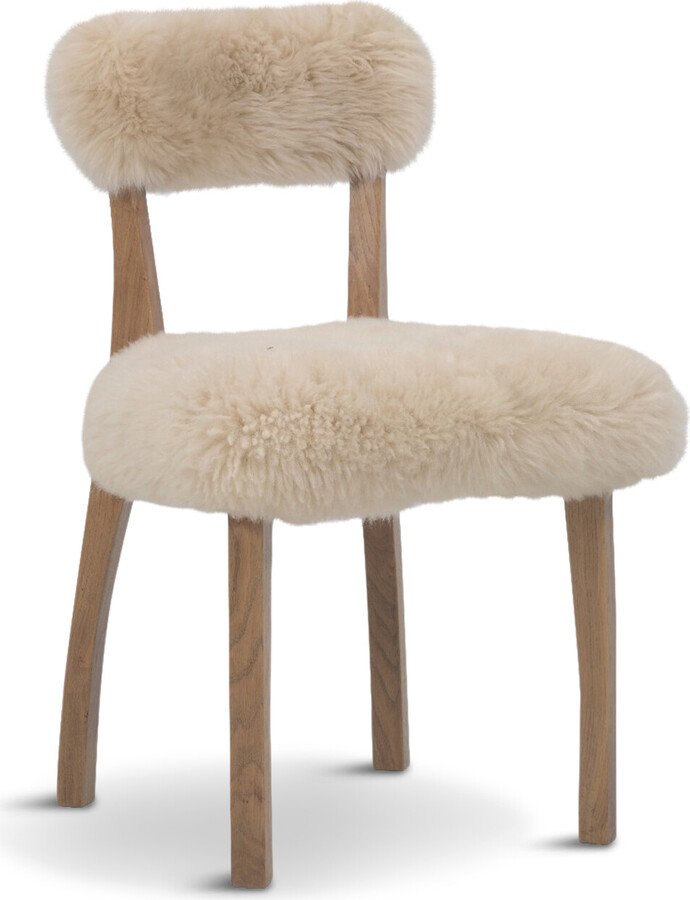 Barker and Stonehouse Cabin Cream Sheepskin Yeti Dining Chair With ...