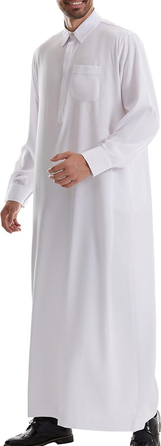Beokeuioe Ramadan Prayer Clothing Men's Kaftan Muslim Dresses for Men ...