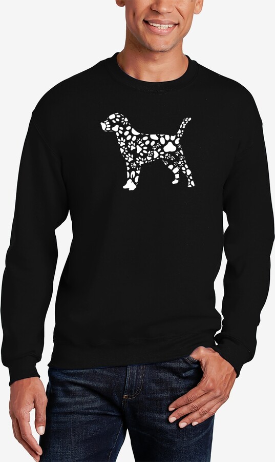 LA Pop Art Men's Dog Paw Prints Word Art Crew Neck Sweatshirt ...