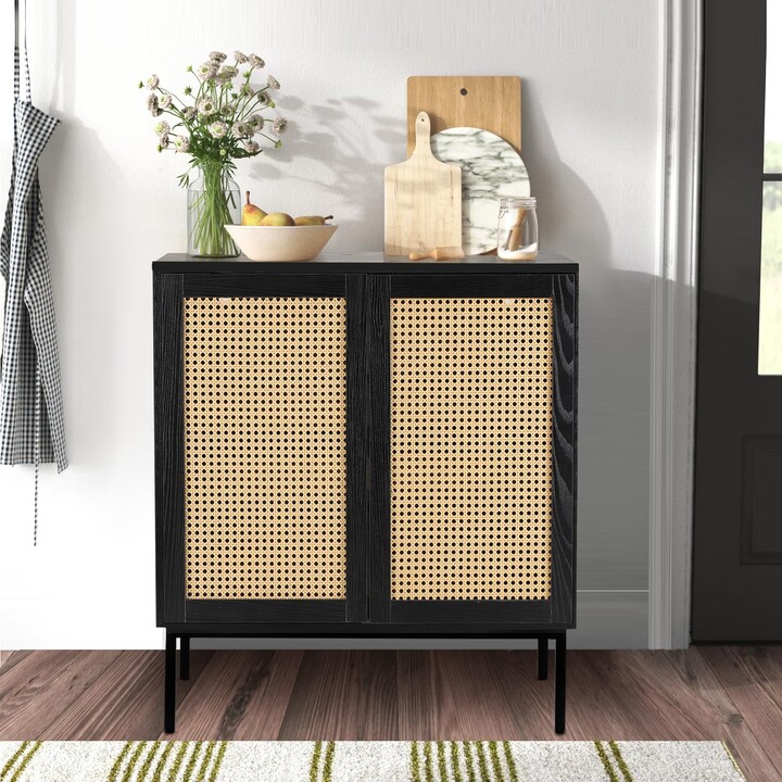 YORKING Buffets Sideboard Rattan Cabinet with Adjustable Shelves ...