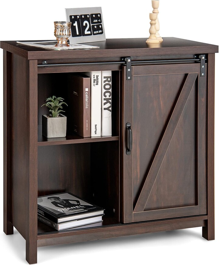 EPOWP Buffet Sideboard, Kitchen Storage Cabinet with Sliding Barn Door ...