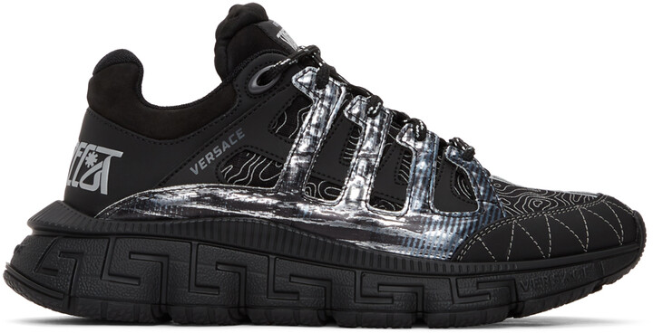Versace Black & Silver Trigreca Sneakers - ShopStyle
