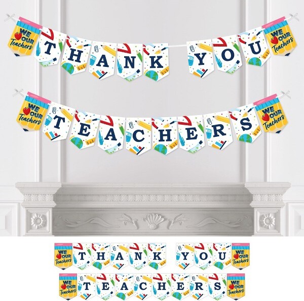 Big Dot of Happiness Thank You Teachers - Teacher Appreciation Bunting ...