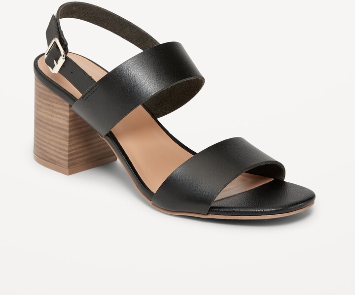 Old Navy Faux-Leather Strappy Block-Heel Sandals for Women - ShopStyle