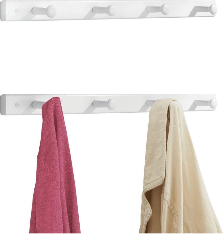 mDesign Wall Mount Hanging Storage Organizer Rack, 4 Hooks - 2 Pack ...