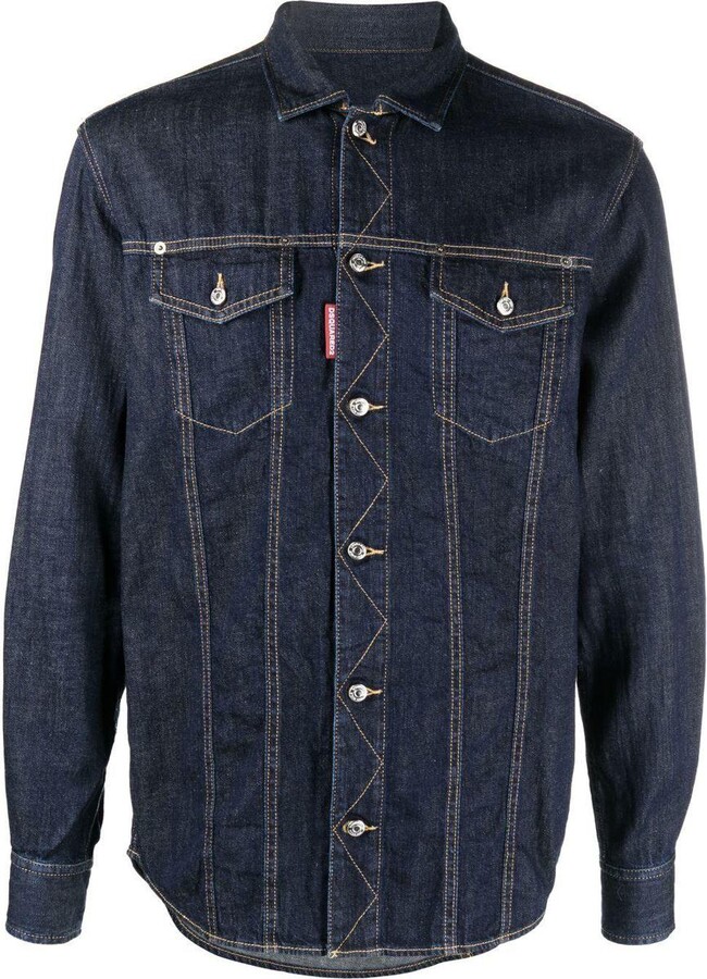 DSQUARED2 logo-patch detail denim shirt - ShopStyle