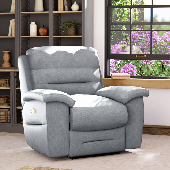 Dunelm Lulworth Power Recliner Armchair Chenille Sky - ShopStyle