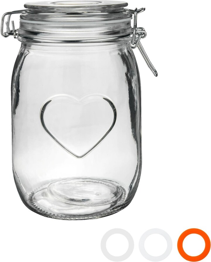 Nicola Spring Heart Glass Storage Jar 1 Litre Clear Seal - ShopStyle
