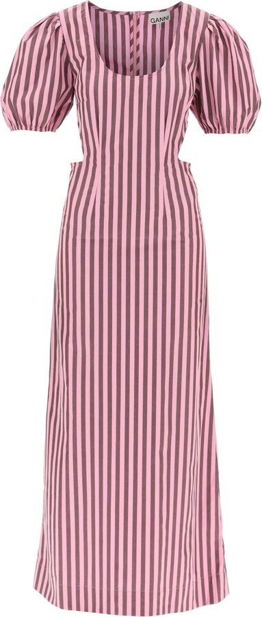 Ganni Striped Maxi Dress With Cut-Outs - ShopStyle