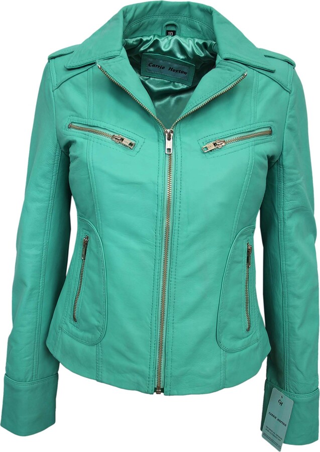 Smart Range Leather Rider Ladies Turquoise Washed Biker Motorcycle ...