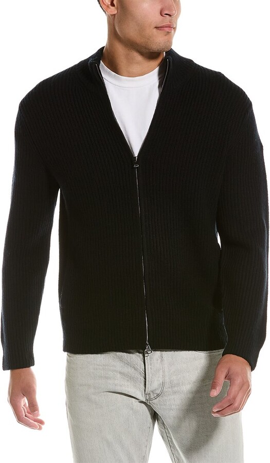 Vince Rib Stitch Wool & Cashmere-Blend Full Zip Pullover - ShopStyle ...