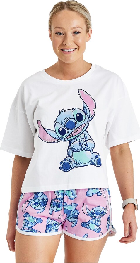 Disney Ladies Lilo & Stitch Short Pyjama Set Crop Top (Lilo & Stitch ...