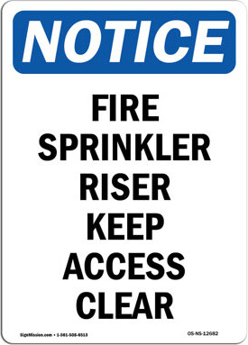 SignMission Fire Sprinkler Riser Keep Access Clear Sign - ShopStyle ...